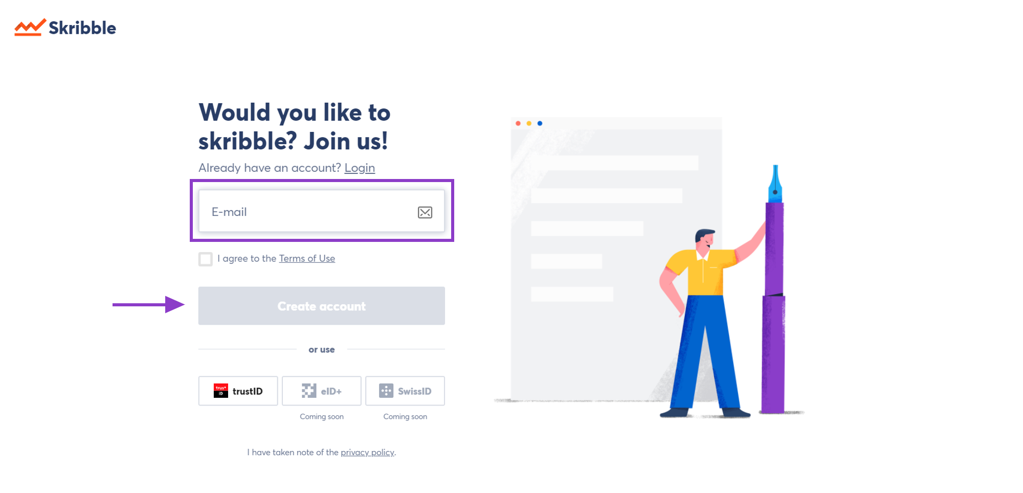 Creating a Skribble account